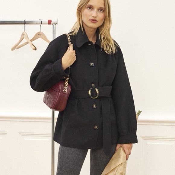 Rouje | Jackets & Coats | Rouje Black Virgin Wool Double Face Noir John ...